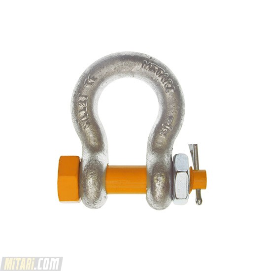 Bow shackles with safety bolt